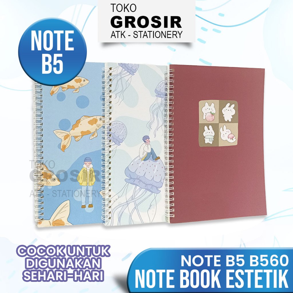 Jual Notebook Spiral Cover Estetik / Notebook Spiral Cover Cute ukuran ...