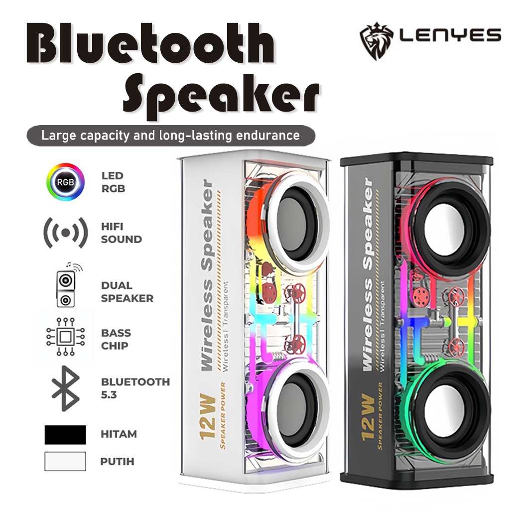 Jual LENYES S220 Speaker Bluetooth 12W Portable Transparan Wireless ...