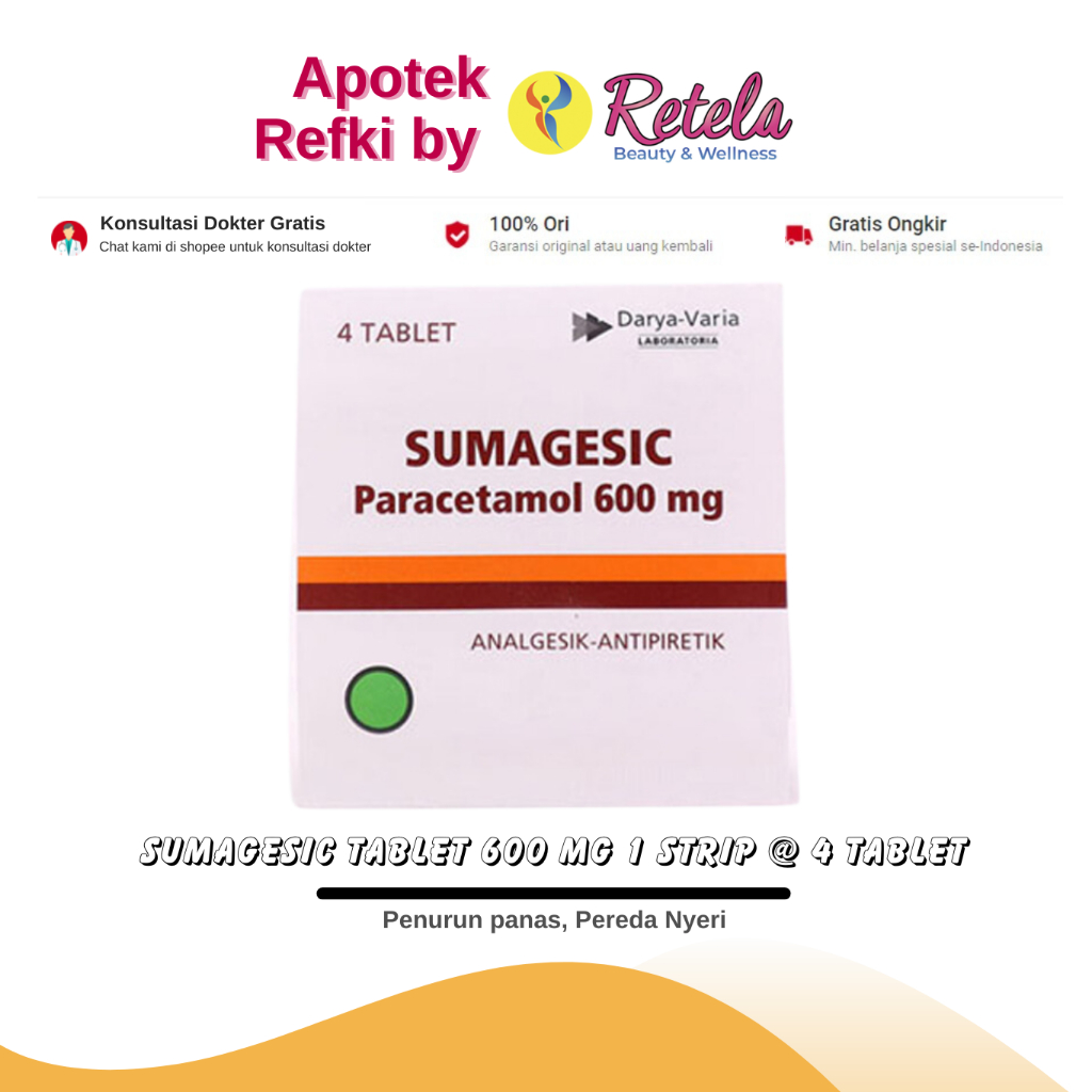 Jual Sumagesic Tablet 600 Mg 1 Strip @ 4 Tablet / Paracetamol / Penurun ...