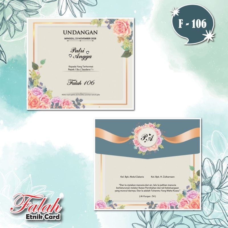 Jual Blangko Undangan Pernikahan FALAH 106 | Blangko Undangan Murah ...
