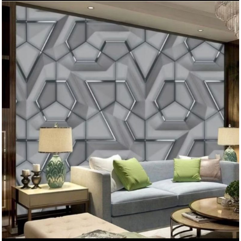 Jual Wallpaper Dinding Sticker Dinding GEOMETRIS ABU Dekorasi Dinding ...