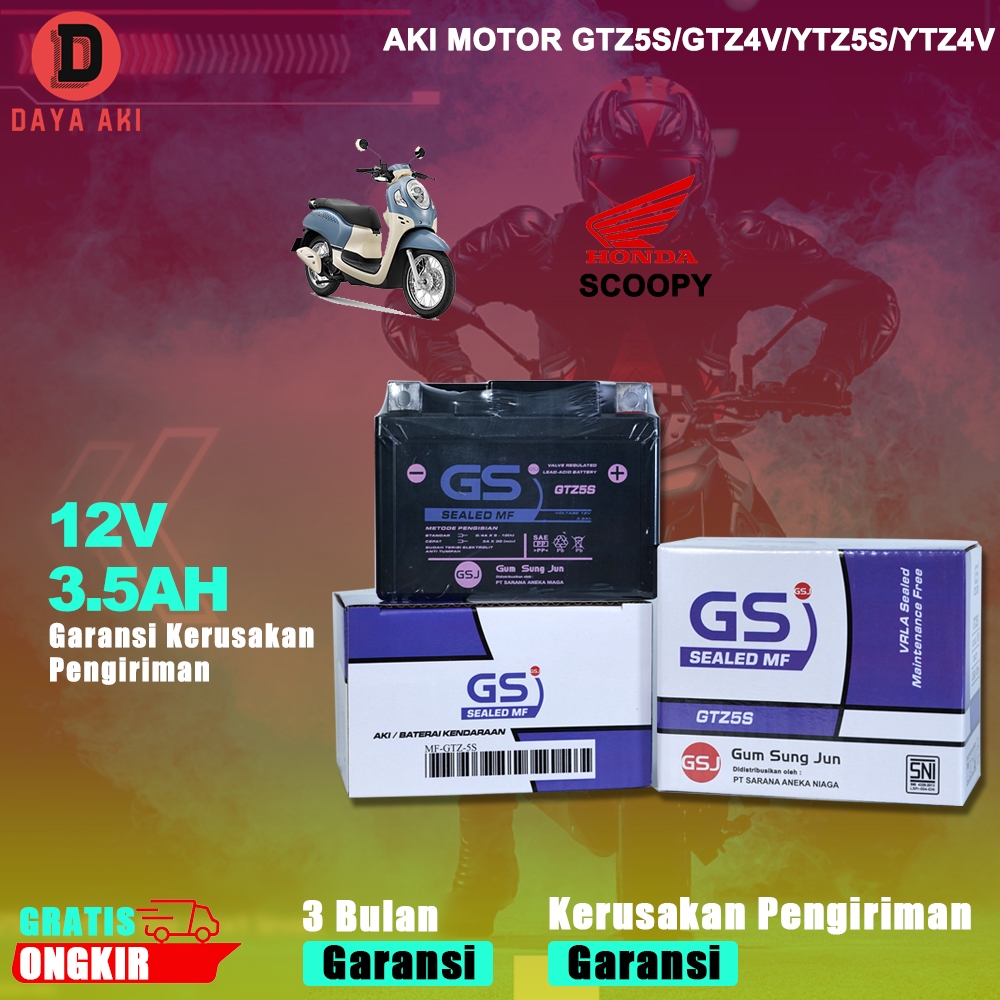 Jual Aki Motor Honda Scoopy GTZ5S Aki Kering Accu Kering MF | Shopee Indonesia