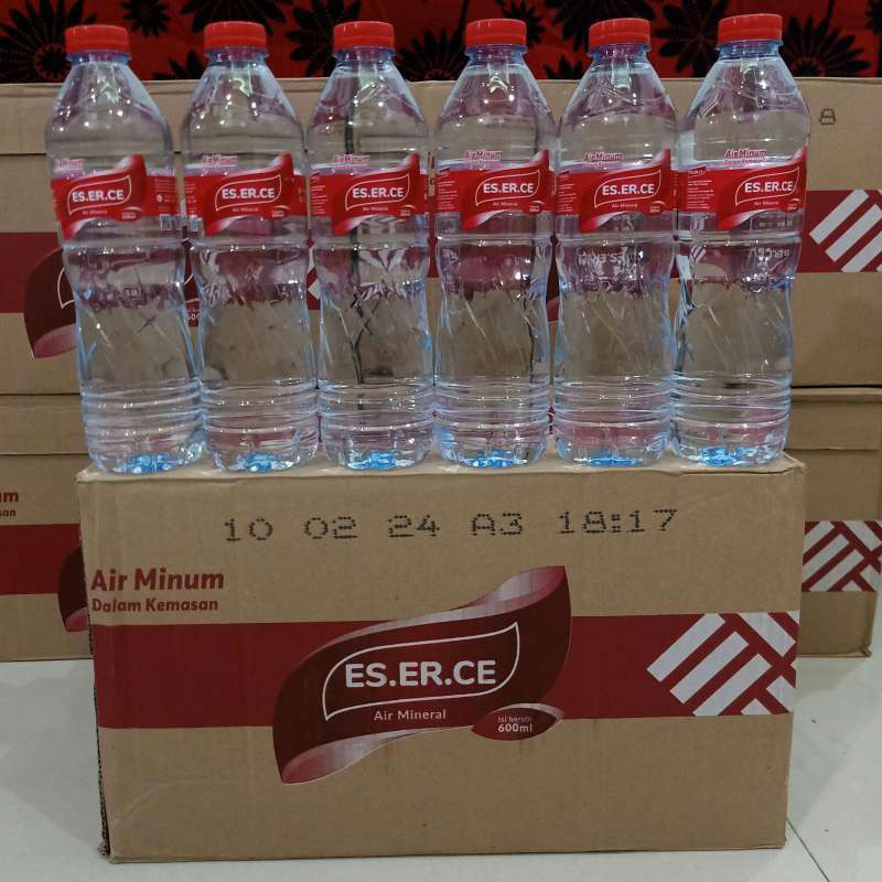 Jual AIR MINERAL ES.ER.CE KEMASAN 600 ml x 24 botol 1 karton dus BISA ...