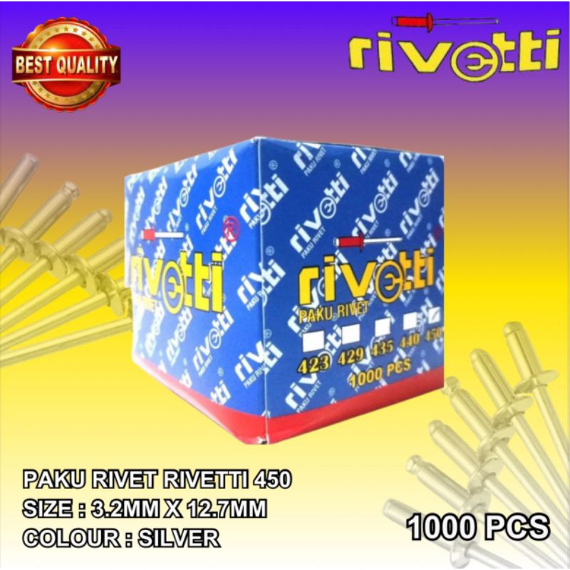 Jual Paku Rivet Rivetti 450 Size 3.2mm x 12.7mm isi 1000pcs | Shopee ...