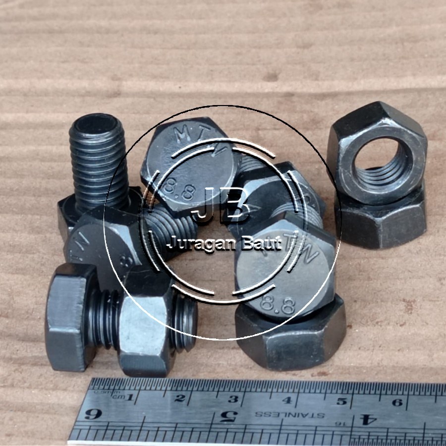 Jual BAUT BAJA KUNCI 19 M12X20 PANJANG 2 CM 2CM GRADE 8.8 HTB M12 X 20 FULL DRAT HITAM BAUT 19 ...