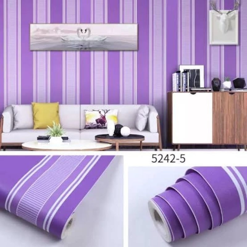 Wallpaper Dinding Ruang Tamu Minimalis Warna Ungu