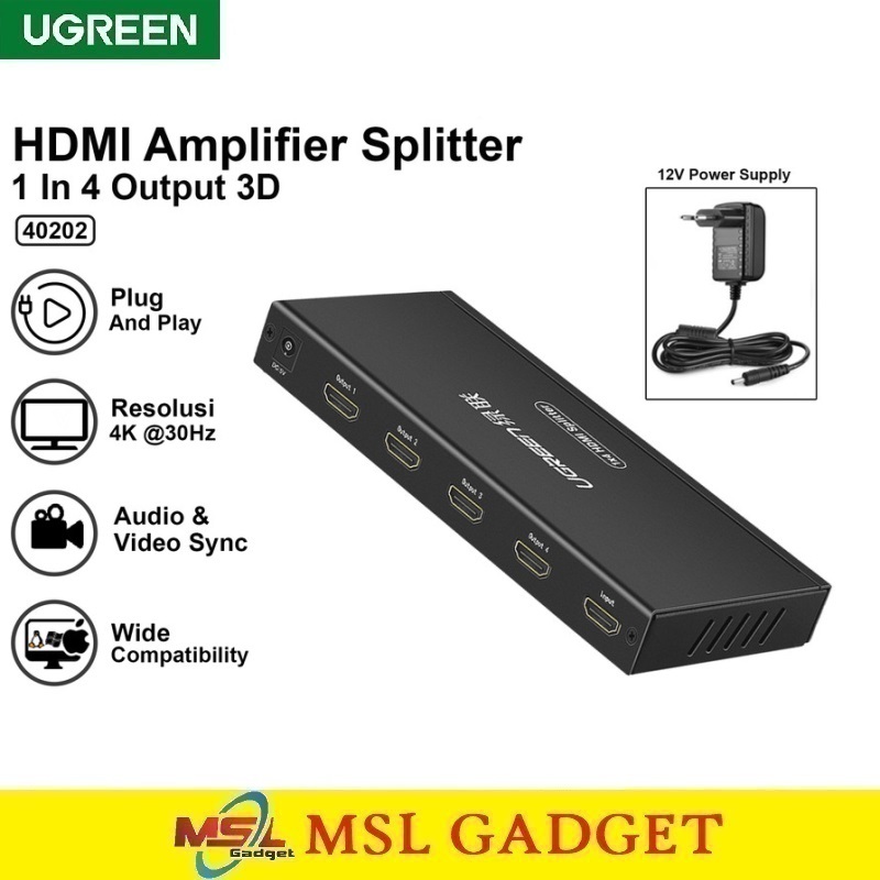 Jual UGREEN Splitter HDMI Amplifier 4in1 4 Output Video 4K 3D UHD ...