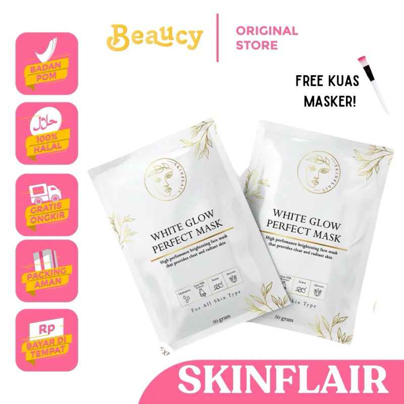 Jual [FREE KUAS‼️] SKINFLAIR SKINFLAIRE MASKER WHITE GLOW PERFECT MASKS ...