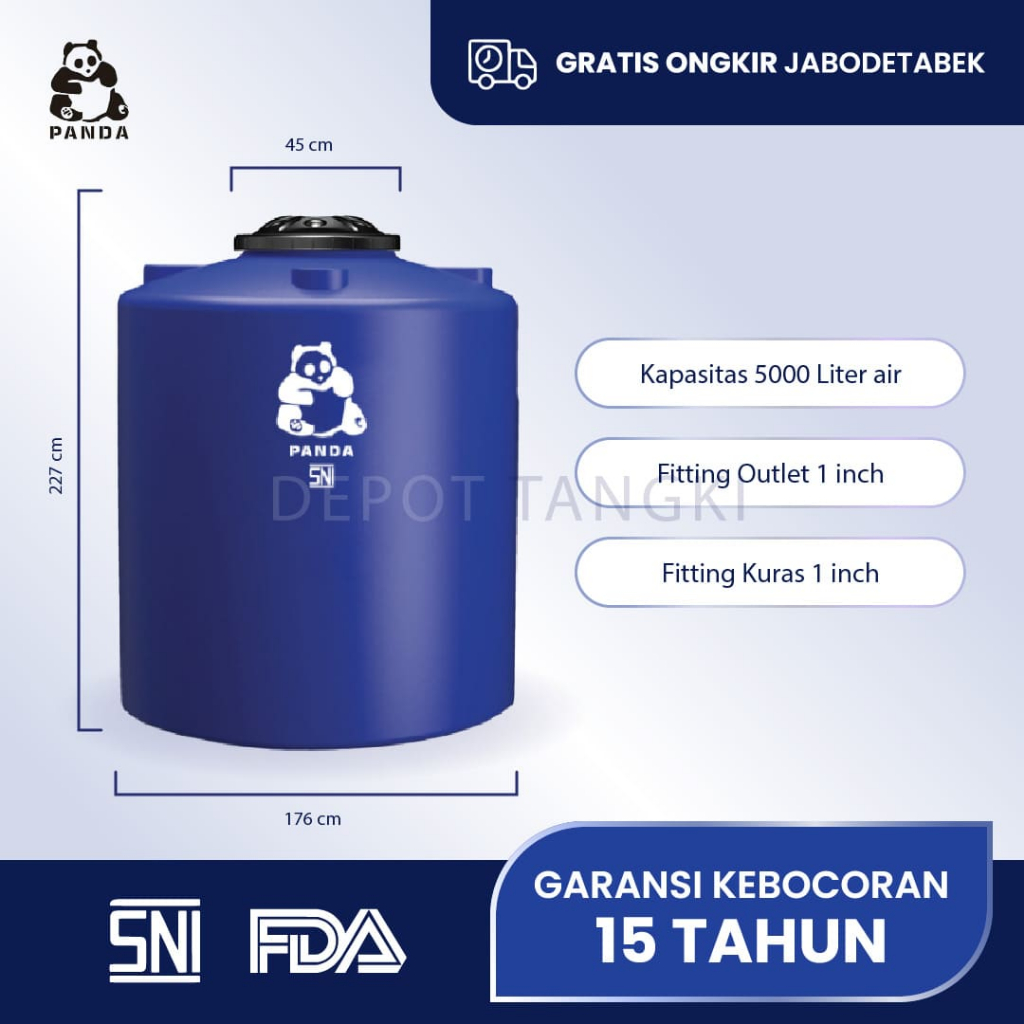 Jual Tangki Air Toren Air Tandon Air Panda PAN 5000 Liter | Shopee ...