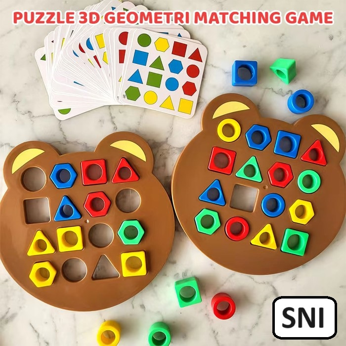 Jual Mainan Anak Puzzle 3D Geometri Shape Matching Game Bentuk Warna ...