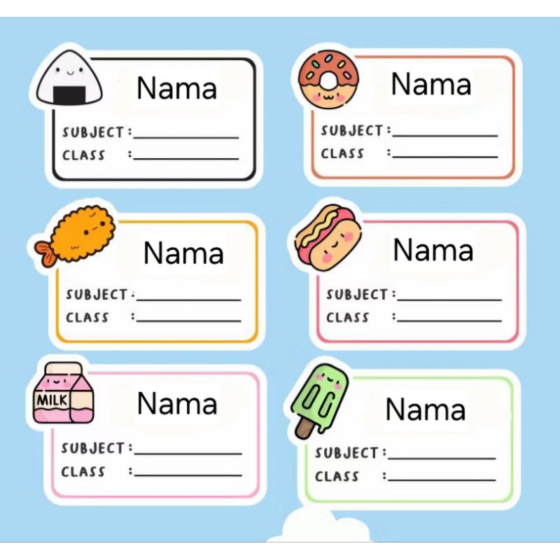 Jual PO 3 hari (Bentuk Kotak) Stiker Sticker Nama Anak untuk di tempel ...