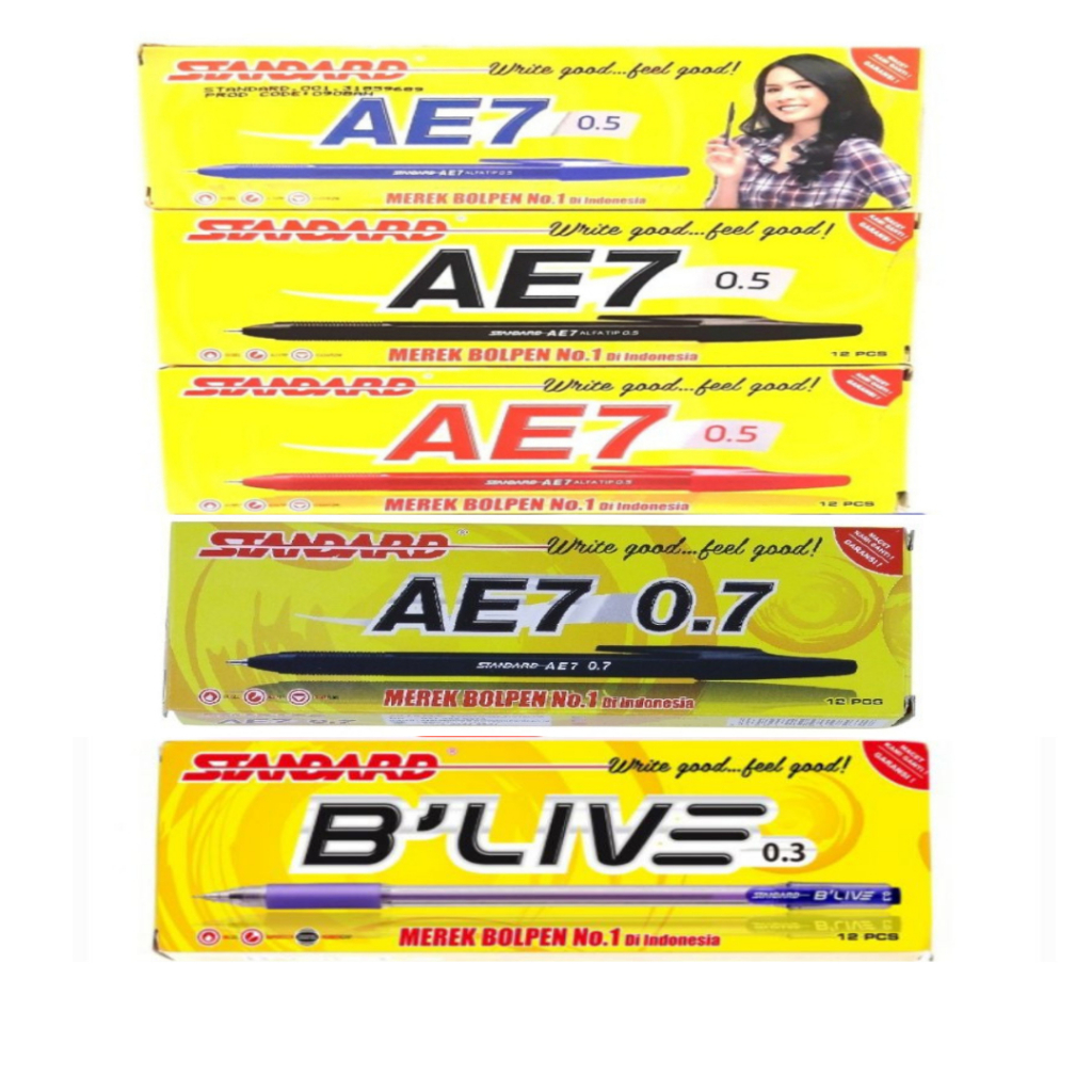 Jual Standard AE7 Bolpen/Bolpoint/Ballpen/Pulpen/Pena/Balpoint 1Box isi ...