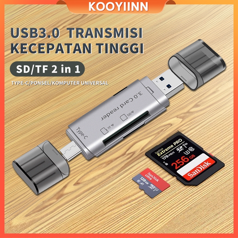 Jual KOOYIINN 4in1 Card Reader High-Speed Smart USB 3.0 Metal Type-C/SD ...