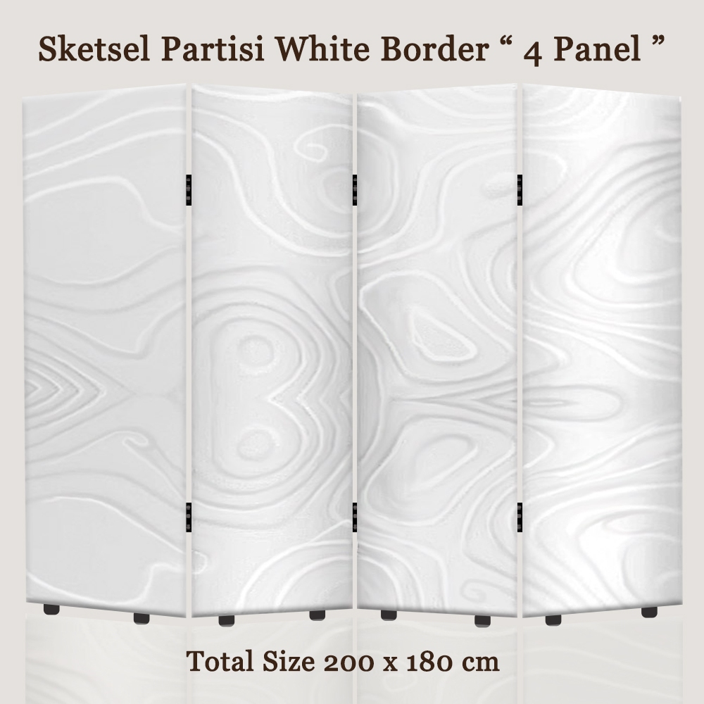 Jual Sketsel Partisi White Border Pembatas Ruang Minimalis 4 Panel ...