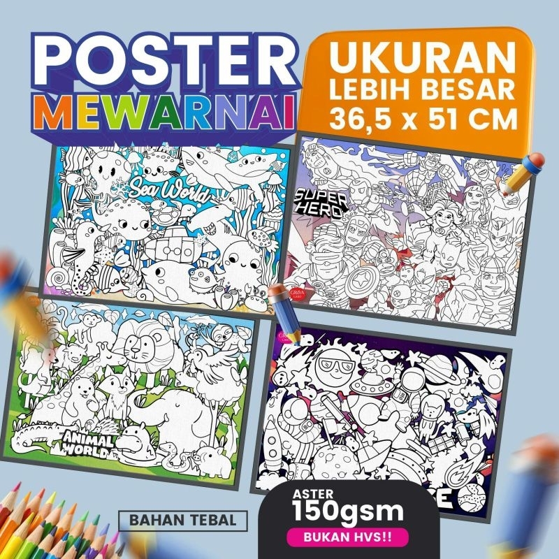 Jual POSTER MEWARNAI / POSTER ANAK / KERTAS MEWARNAI / COLORING KIDS ...