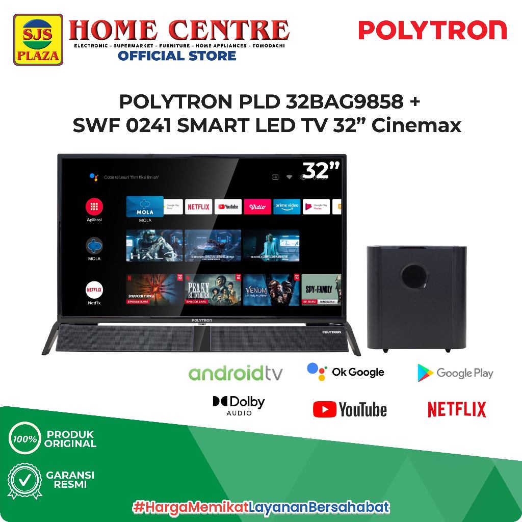 Jual Android TV Polytron Cinemax Soundbar LED TV PLD 32BAG9858 32 inch | Shopee Indonesia