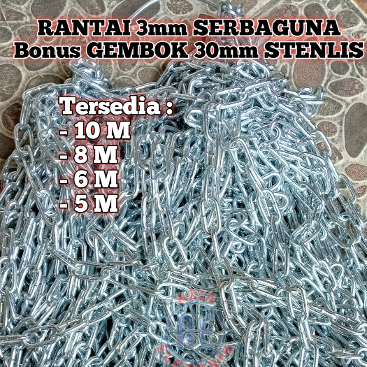 Jual Harga Hemat !! Rantai Dan Gembok 30mm Stainless / Rante Gembok Dan ...