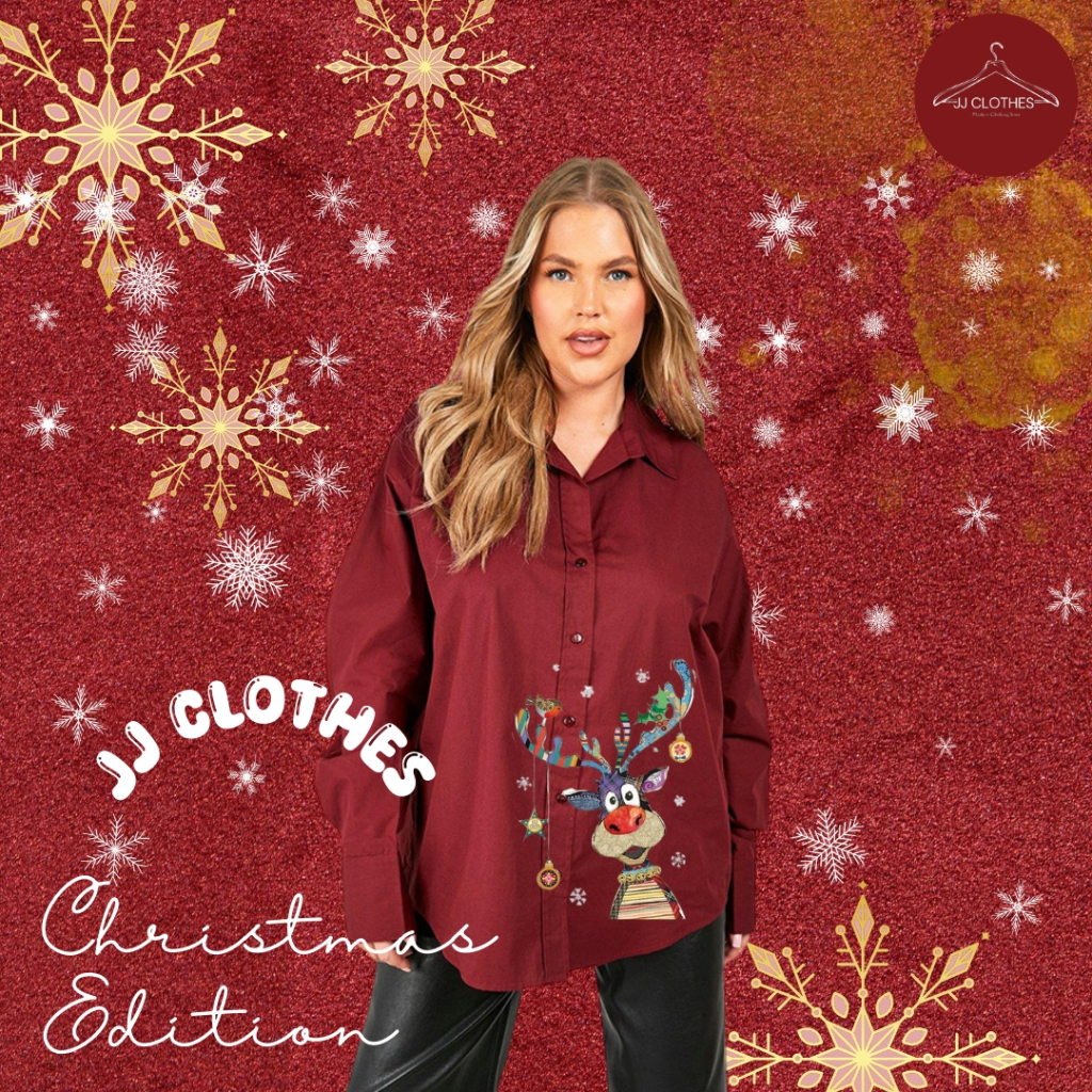 Jual KEMEJA NATAL RUSA BIRD / ATASAN WANITA PRIA | Shopee Indonesia