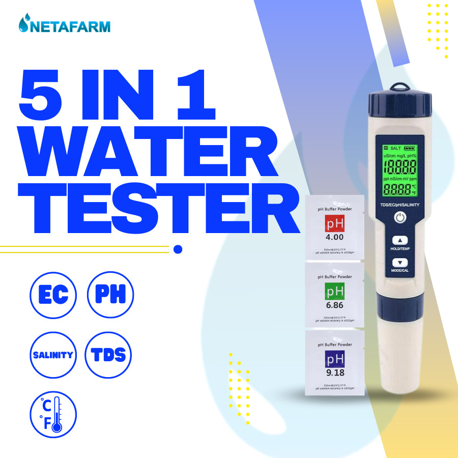 Jual 5 in 1 Tds Ec Ph Salinity Temperature Meter Digital Water Tester ...