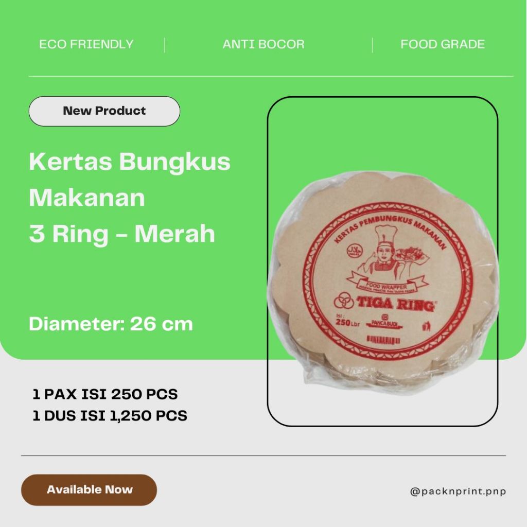 Jual Kertas Bungkus Nasi Bunga Tiga Ring Merah Isi 250 Lembar | Shopee Indonesia