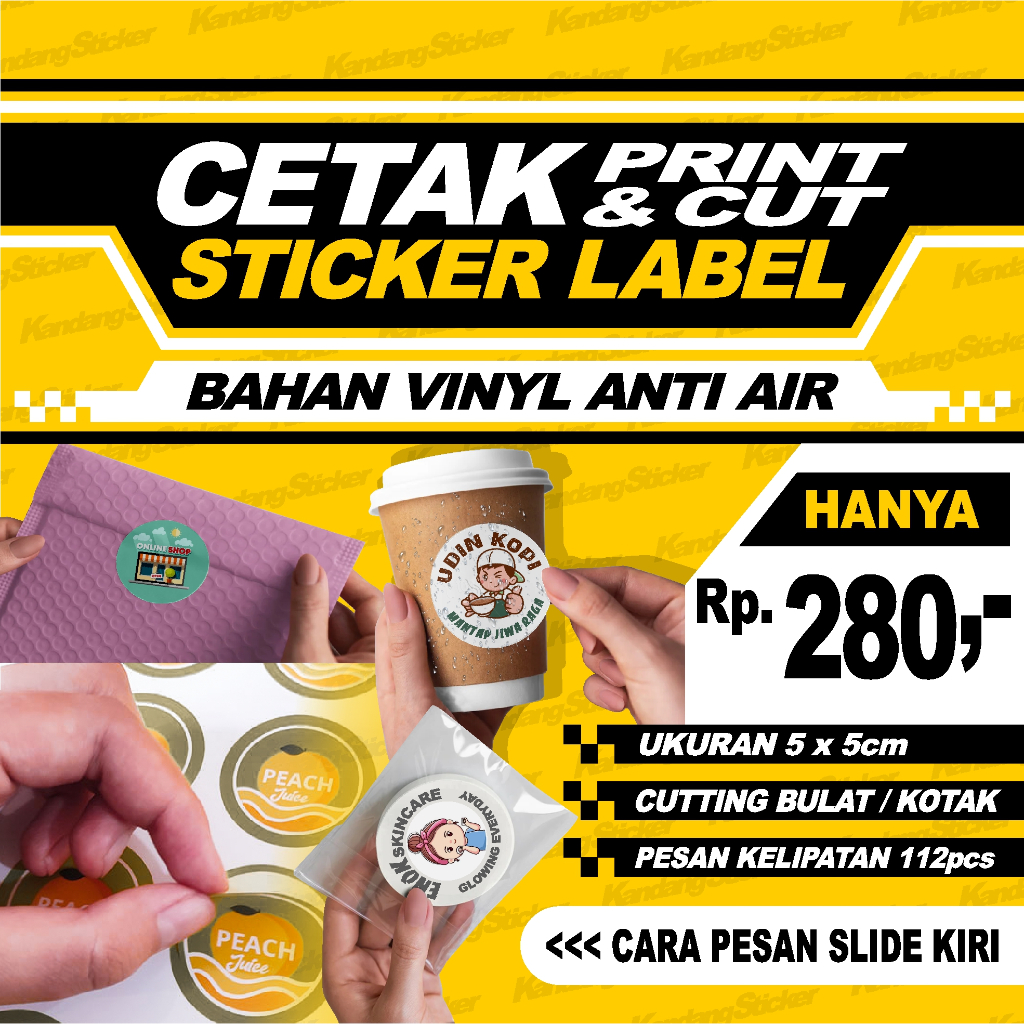 Jual CETAK STIKER LABEL PRINT CUT 5cm x 5cm Stiker Merk Stiker Kemasan ...