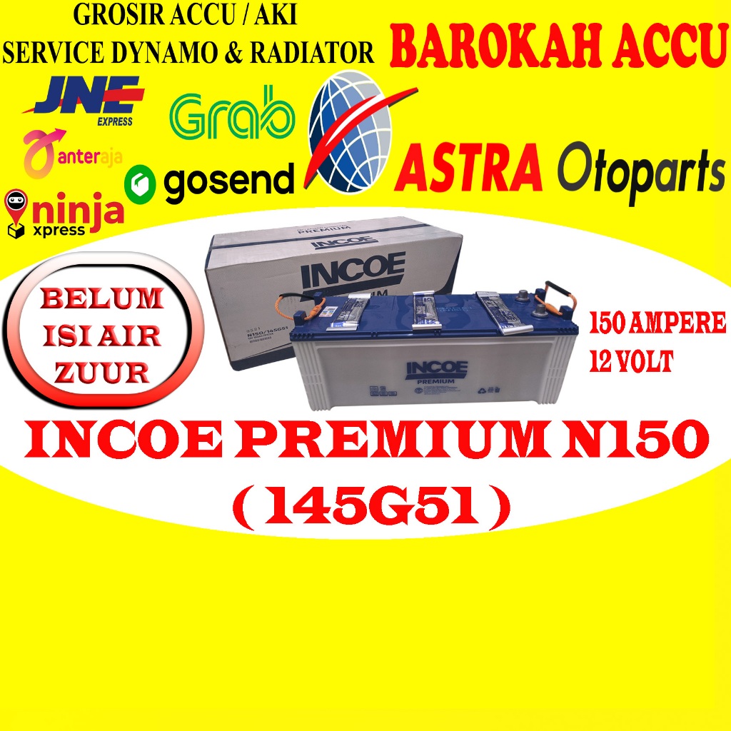 Jual AKI INCOE PREMIUM N150 / 145G51 , 150 AH ASTRA OTOPARTS | Shopee ...