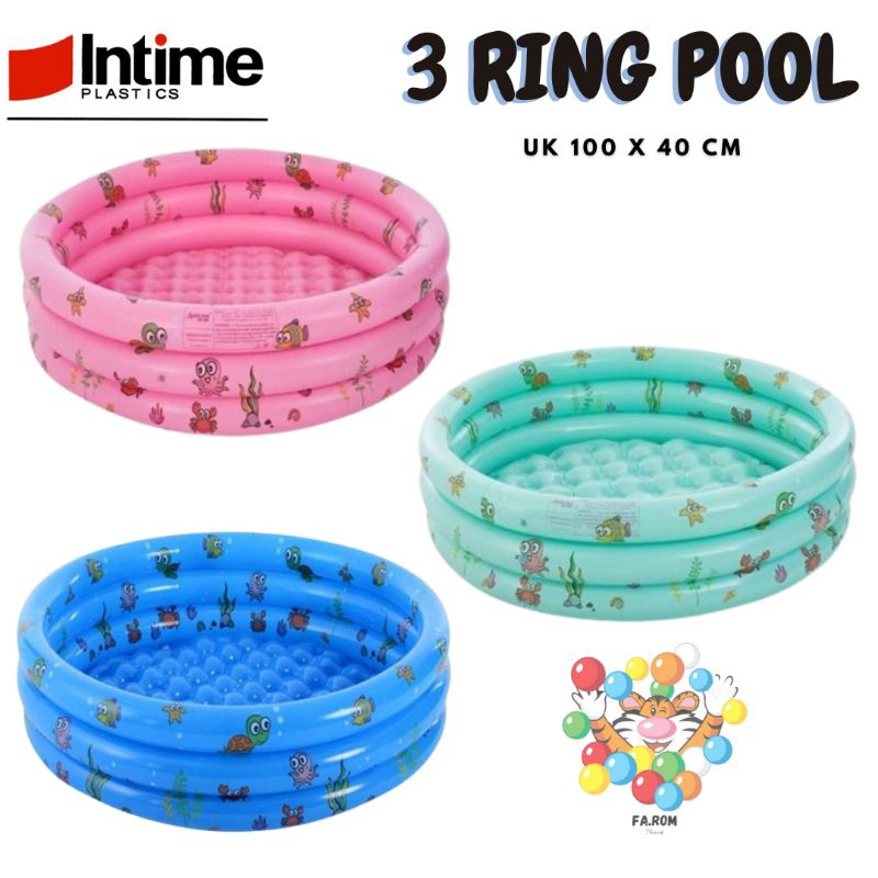 Jual Kolam Anak 3 Ring Pool Uk 100 x 40cm Intime Warna Lucu Paket ...