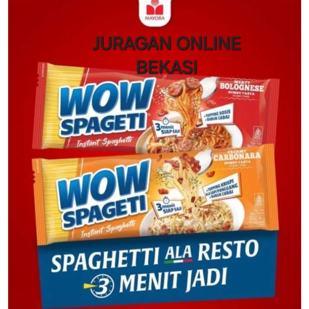 Jual WOW SPAGETI INSTAN CREAMY CARBONARA MEATY BOLOGNAISE [88gr] | Shopee Indonesia