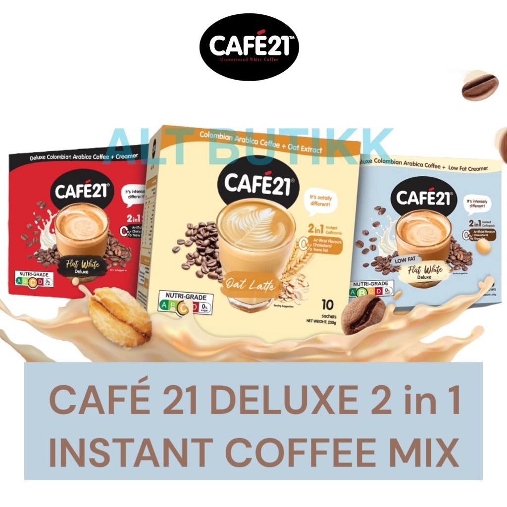 Jual CAFÉ 21 DELUXE | 2 IN 1 INSTANT COFFEE MIX | NO SUGAR | KOPI ...