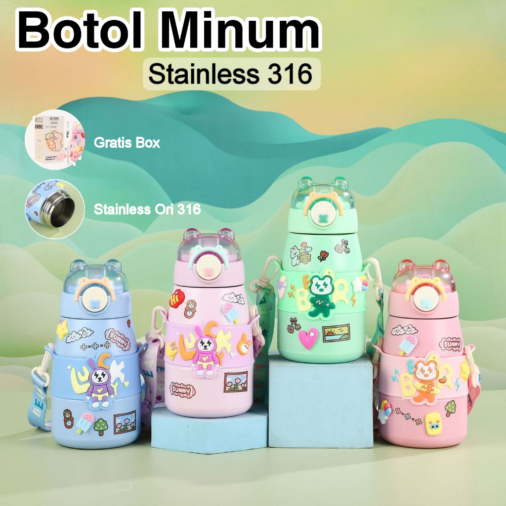 Jual BOTOL MINUM ANAK STAINLESS STEEL BPA FREE 500ml/ BOTOL MINUM ...
