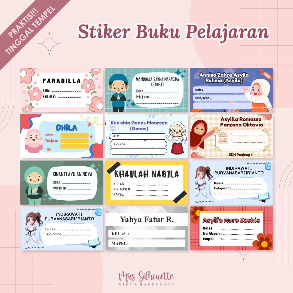 Jual [ISI 20] STIKER BUKU PELAJARAN / LABEL NAMA / MAPEL / SEKOLAH ...