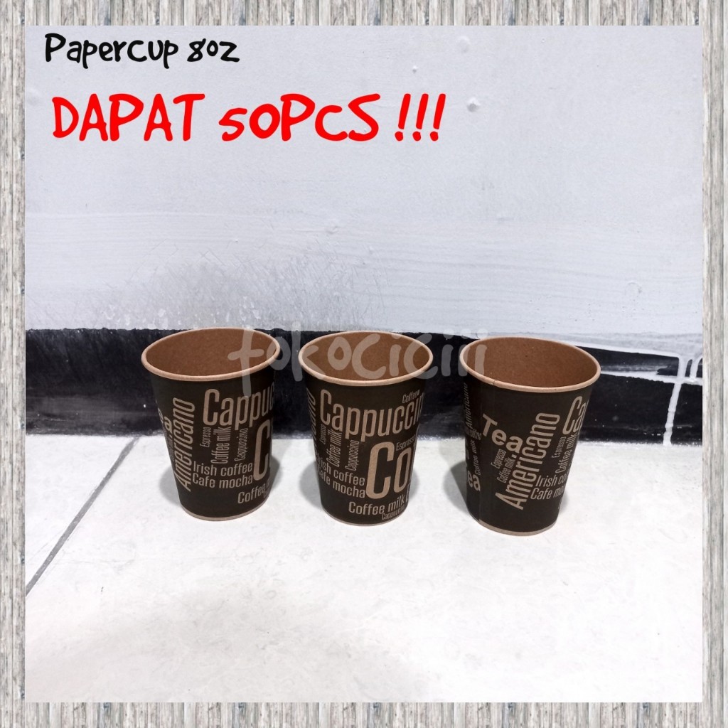 Jual Papercup 8oz kraft motif gelas kertas kopi teh cup kertas gelas kertas coklat motif ...