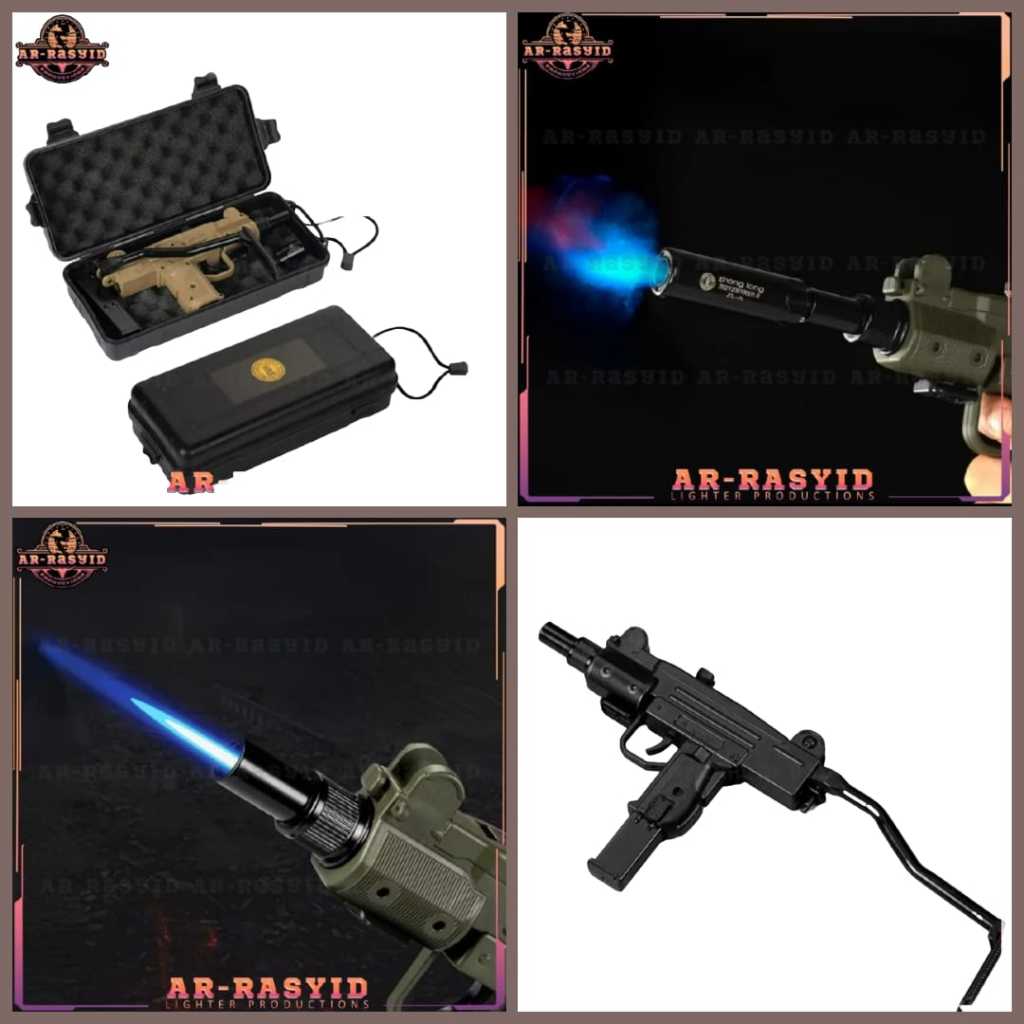 Jual Korek Api Pistol Uzi Lighter 2 Api Bara Las Gas Zhong Long ...
