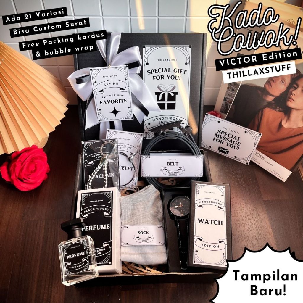 Jual [ VICTOR ] HAMPERS KADO ULANG TAHUN COWOK GIFTBOX JAM DOMPET ...