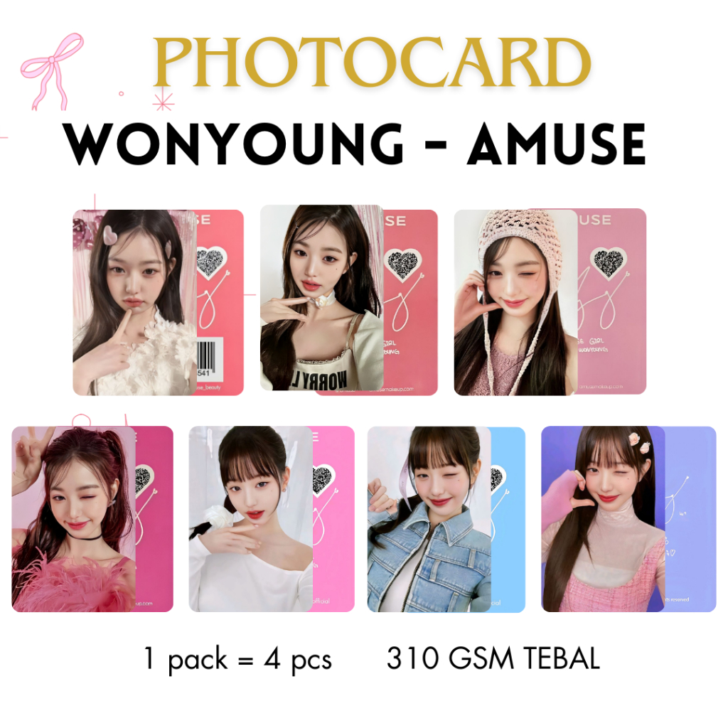 Jual Photocard Wonyoung X Amuse Lip (Isi 4 PCS)- Photocard Premium 2 sisi Ive Wonyoung Amuse Lip ...