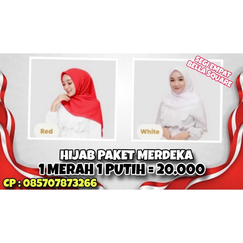 Jual HIJAB MERAH PUTIH SEGI EMPAT (DAPAT 2PCS) 1 MERAH 1 PUTIH II HIJAB ...