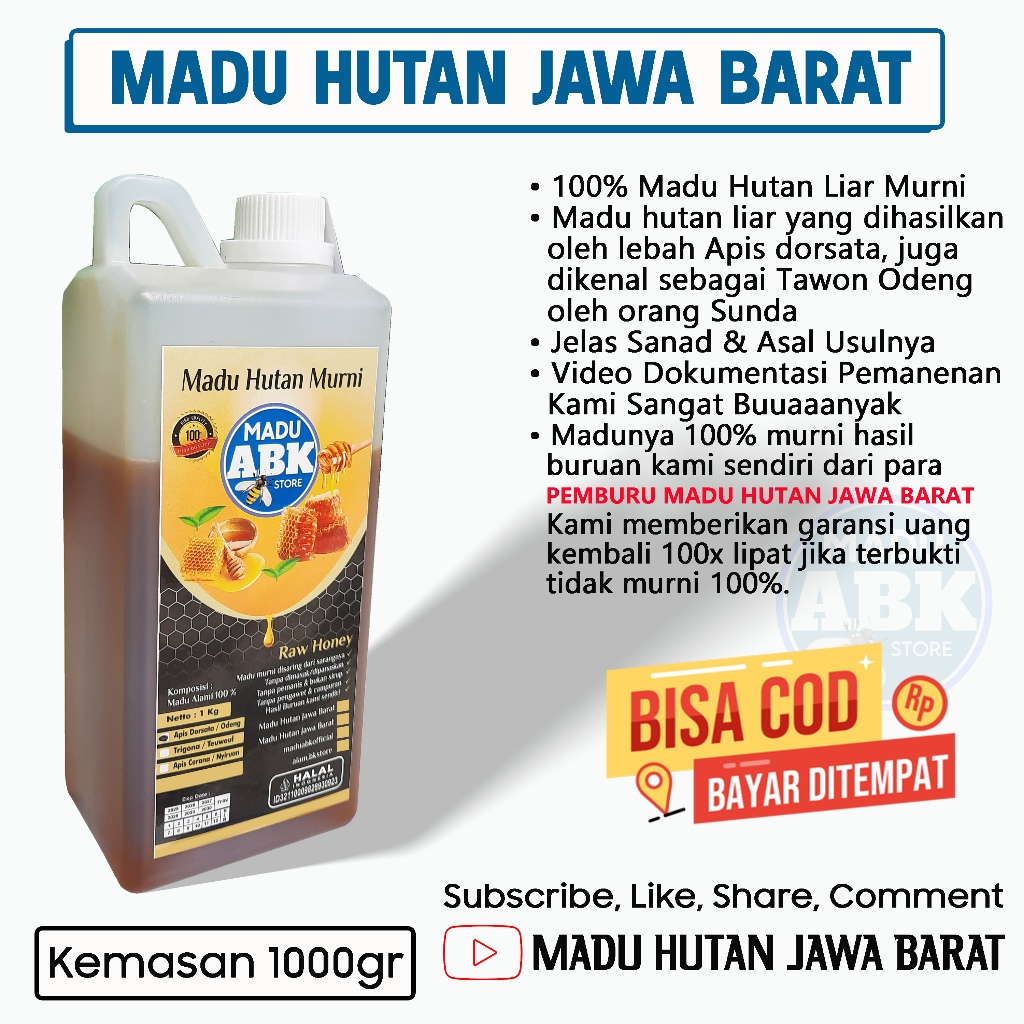 Jual Madu Hutan Asli Murni 1kg | Madu Hutan Jawa Barat | Madu ABK ...