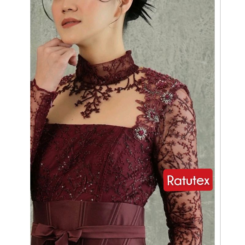Jual Kain Brukat Tulle bordir 3d timbul bunga lily serat glitter ...