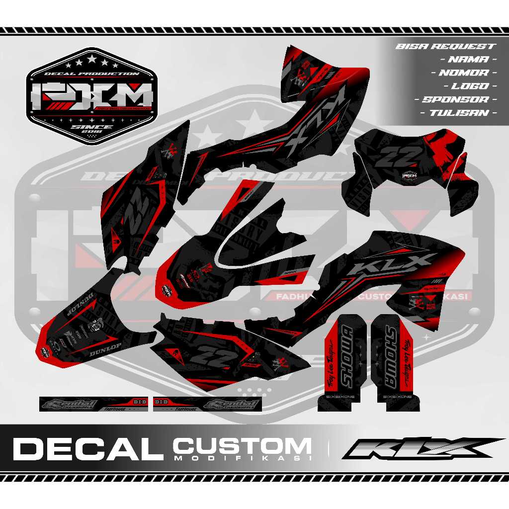Jual DECAL KLX BF MERAH HITAM SKULL KEREN ( FULL CUSTOM / FULL BODY ...