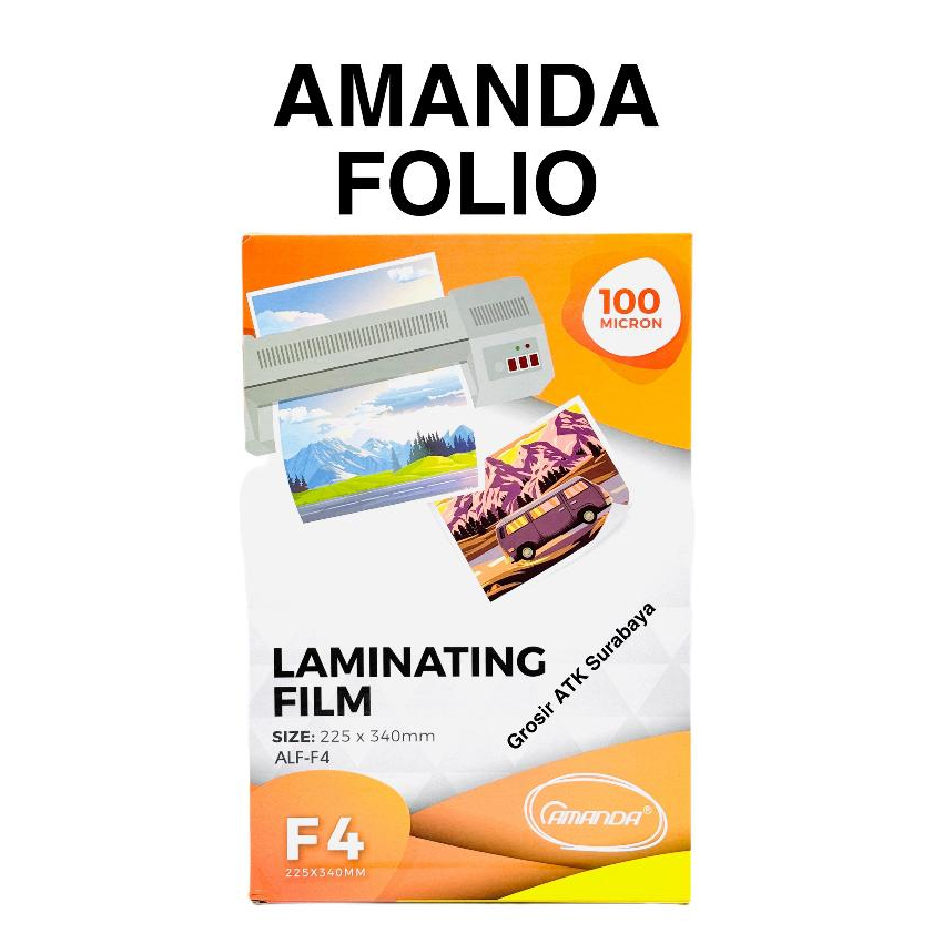 Jual PLASTIK LAMINATING AMANDA F4 FOLIO / LAMINASI PANAS Amanda Ukuran F4 FOLIO 225 mm x 340 mm ...