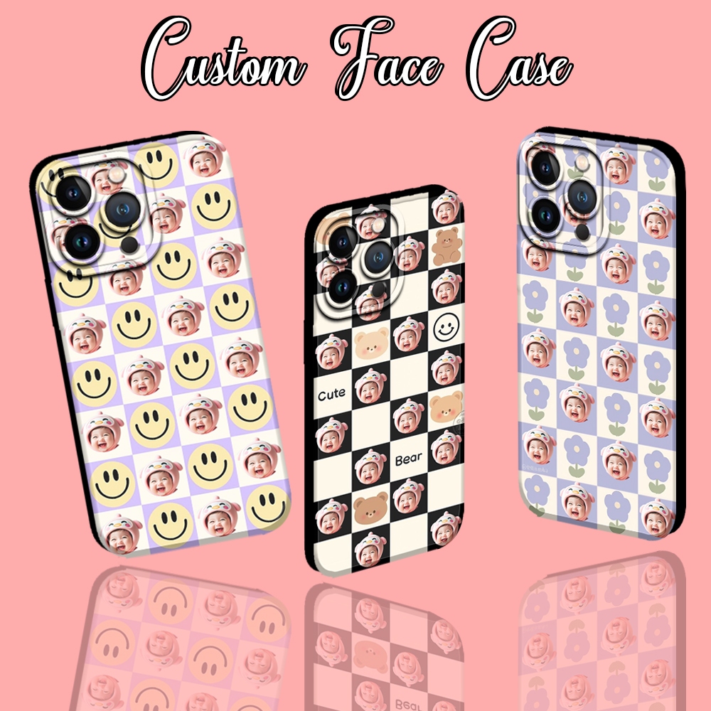 Jual CUSTOM FACE CASE REQUEST FOTO BEBAS MOTIF KOTAK KOTAK UNTUK ALL ...