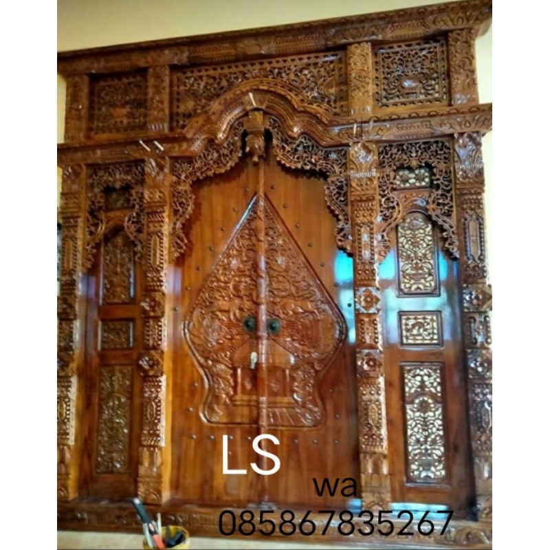 Jual gebyok kusen pintu ukir gebyok kerajinan kayu jati kuwalitas kayu ...
