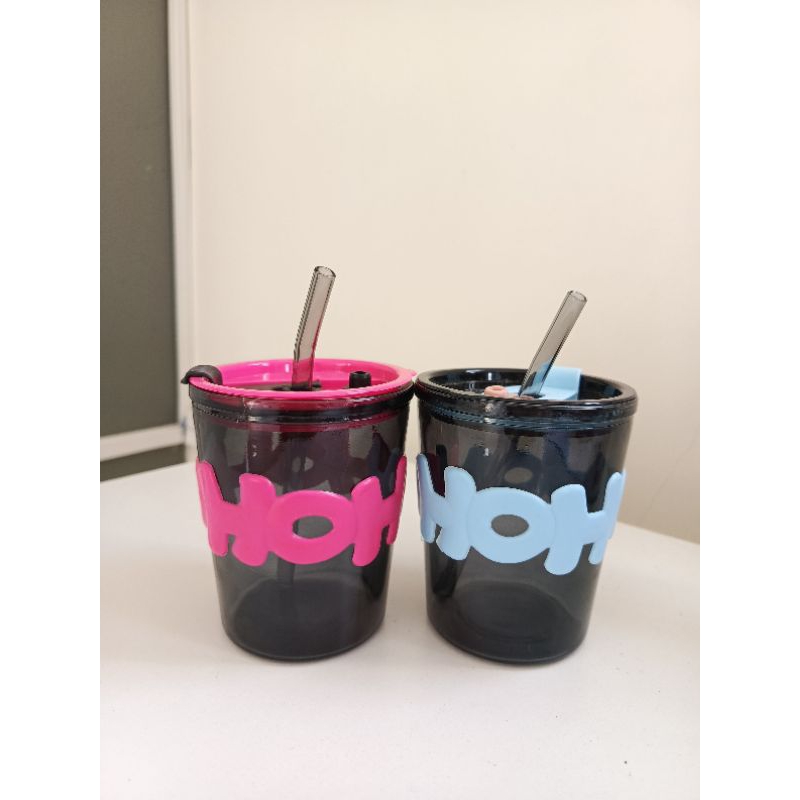 Jual B ( B000165 ) GELAS MINUM KACA HOHO TUMBLER HITAM AESTETIC CUP ...