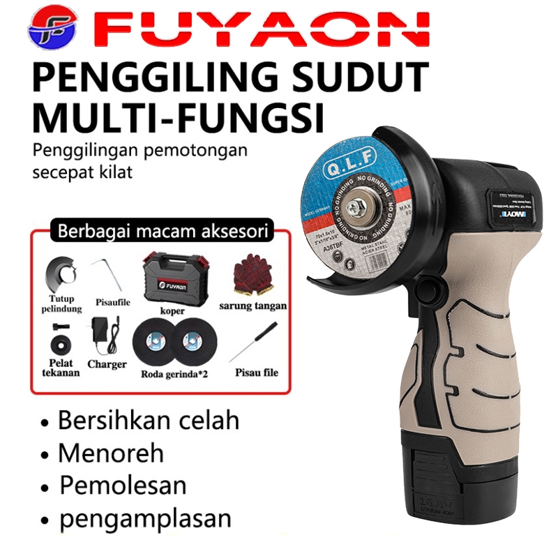 Jual COD FUYAON Gerinda Cordless Angle Grinder 16.8v Mesin Gerinda ...