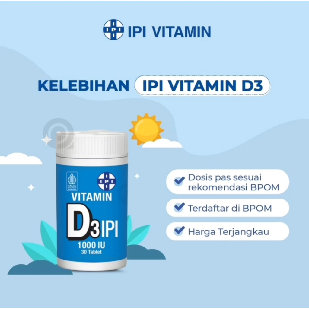Jual ARJUNA IPI VITAMIN D3 1000 IU BOTOL 30 TABLET KT4 | Shopee Indonesia