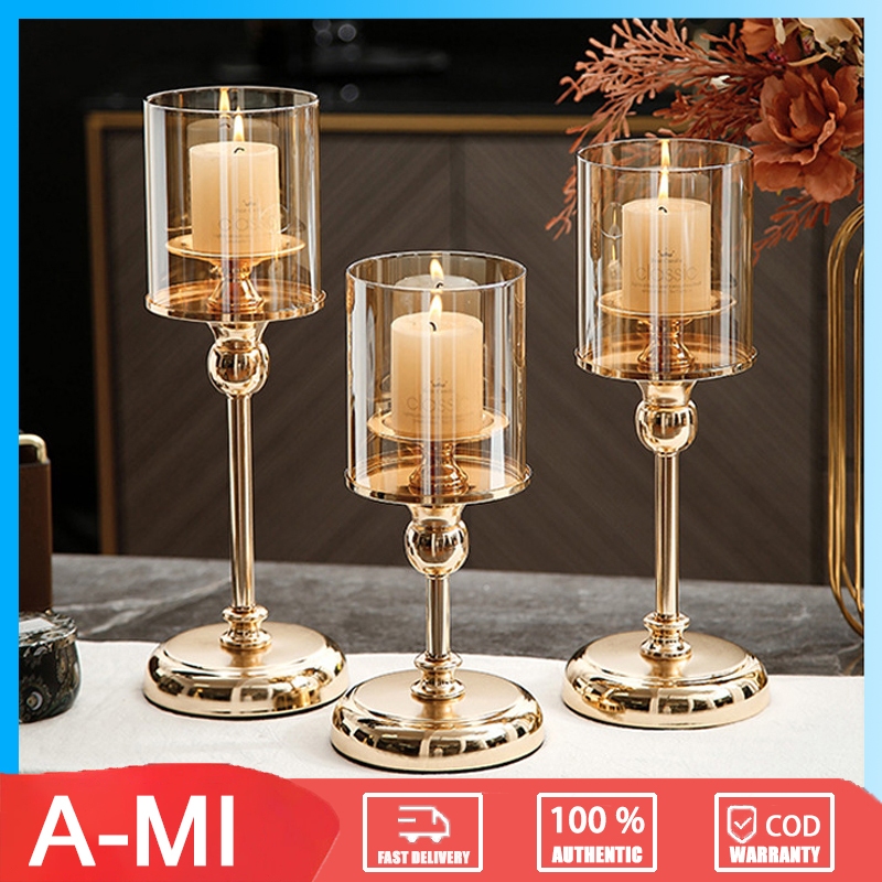 Jual [COD]Tempat Lilin Kaca Logam Gaya Eropa 3pcs Mengirim Set Lilin ...