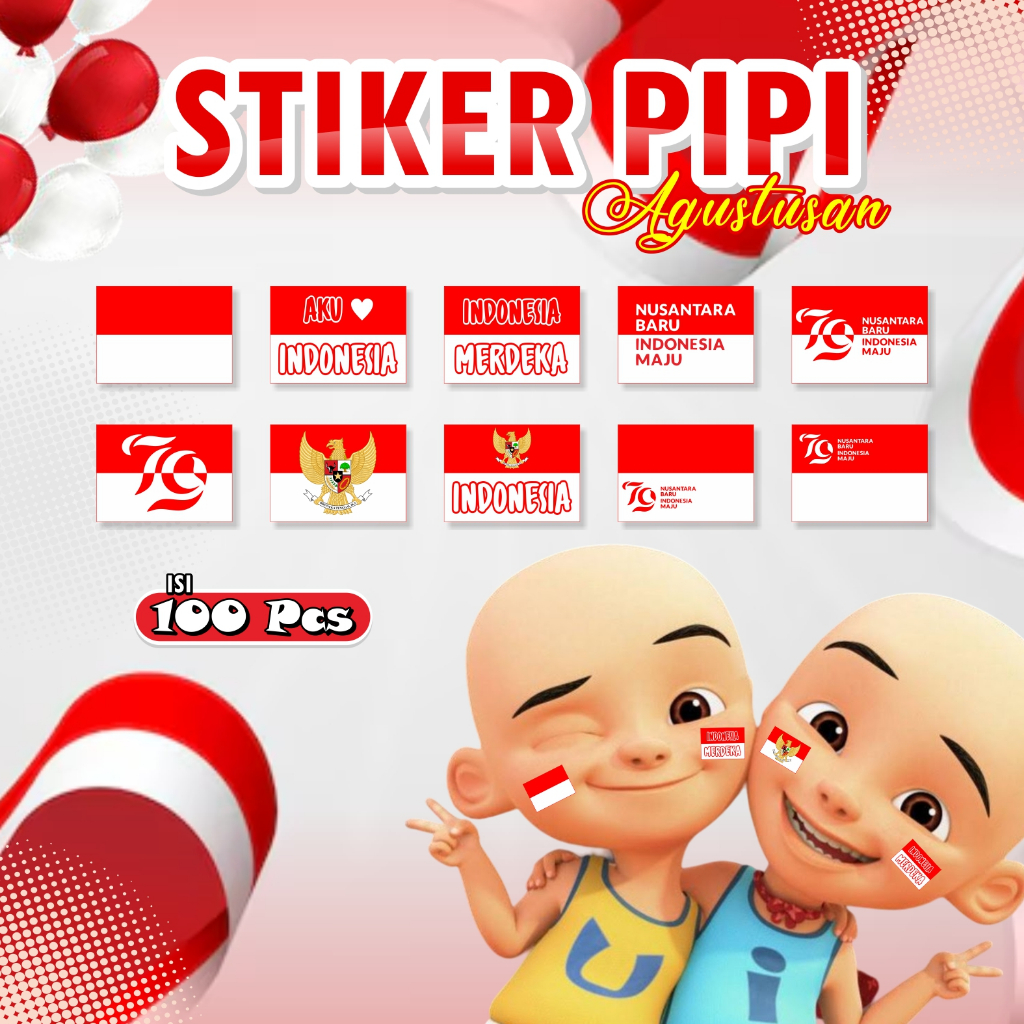 Jual TEMPELAN PIPI BENDERA - STIKER PIPI MERAH PUTIH - INDONESIA 17 ...