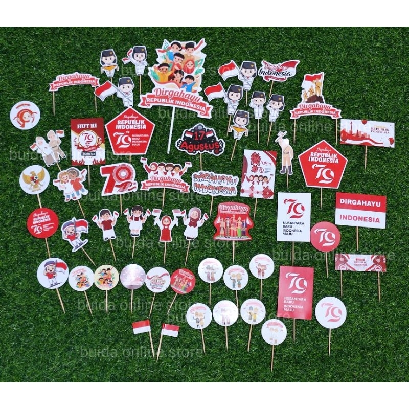 Jual Topper HUT RI Dirgahayu Republik Indonesia Dekorasi Tumpeng Merah ...