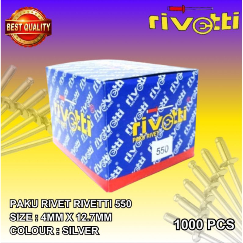 Jual Paku Rivet Rivetti 550 size 4mm x 12.7mm isi 1000 pcs | Shopee ...
