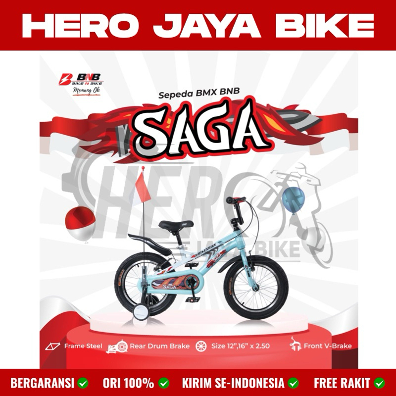 Jual Sepeda Anak Laki BMX BNB SAGA Ukuran 12 & 16Inch Ban Kecil 2.50 ...